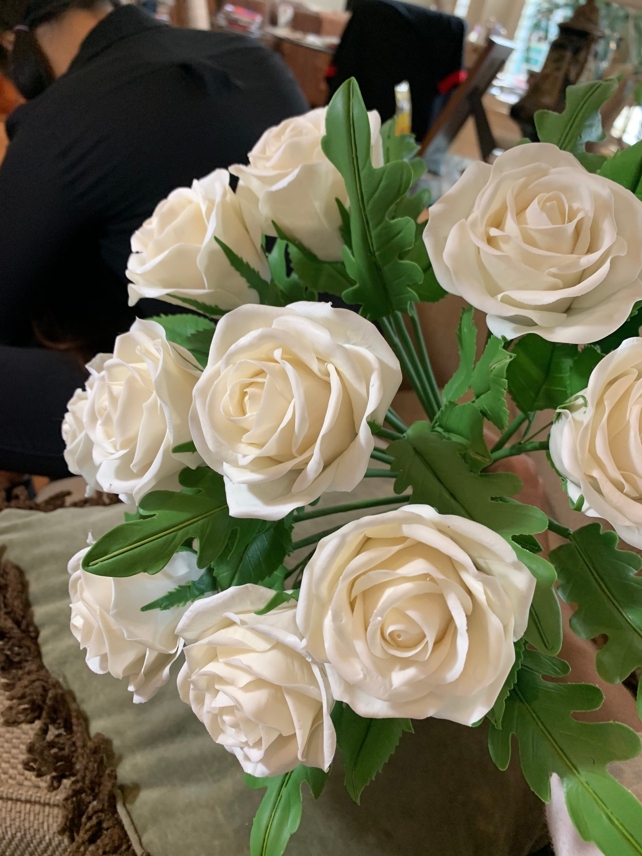 REALISTIC FLOWERS, White ROSE Flower, Decorative White Rose Clay ...