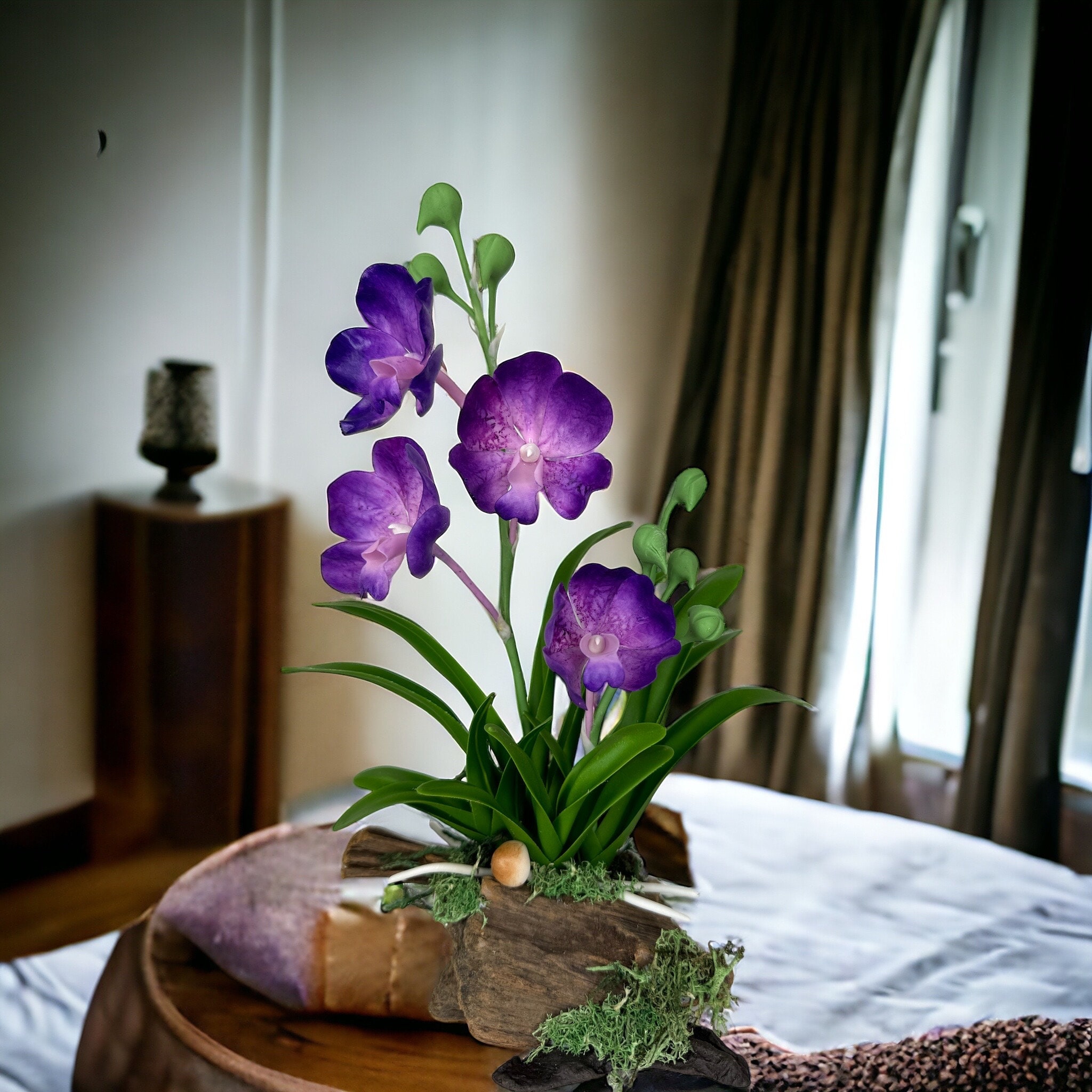 Purple Vanda Orchid Sculpture Handcrafted Cold Porcelain Clay Flowers ...