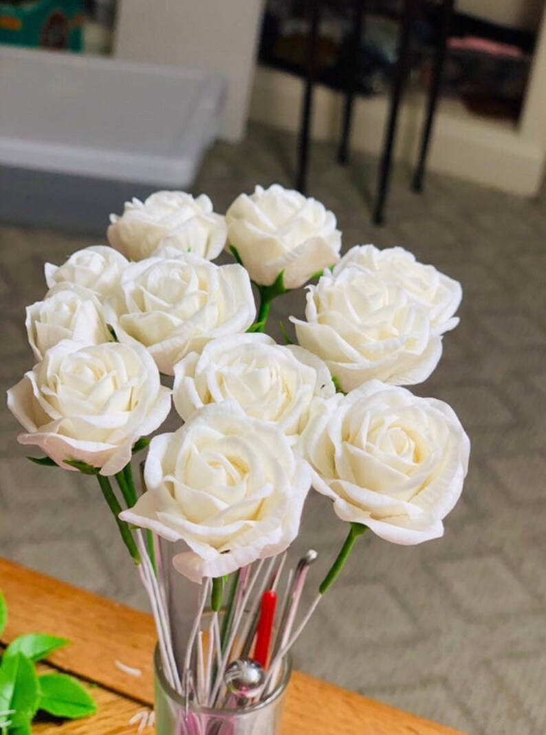REALISTIC FLOWERS, White ROSE Flower, Decorative White Rose Clay ...