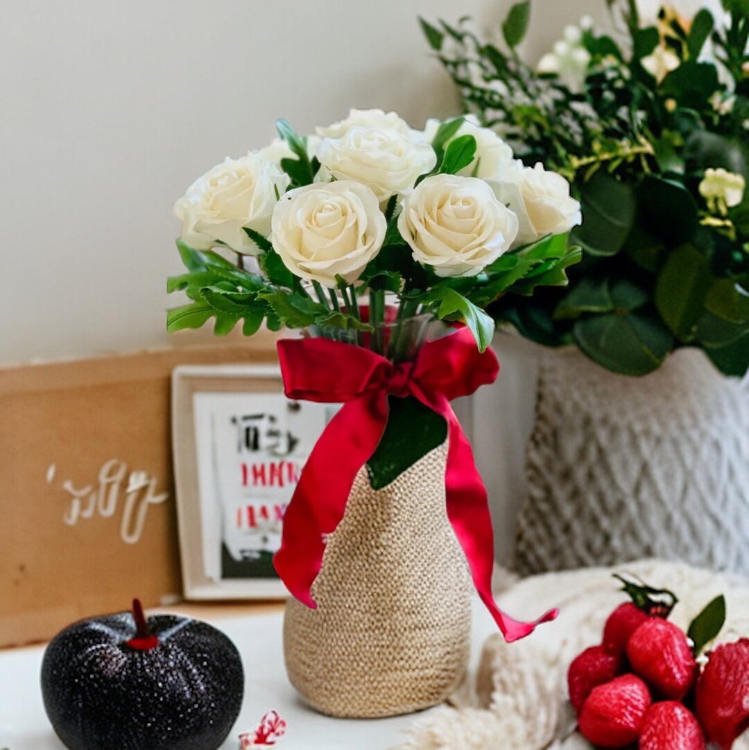 REALISTIC FLOWERS, White ROSE Flower, Decorative White Rose Clay ...