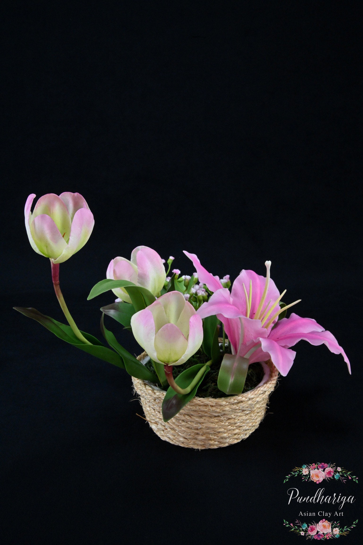 LILY CLAY FLOWERS Tulip Arrangement Cold Porcelain Clay - Etsy
