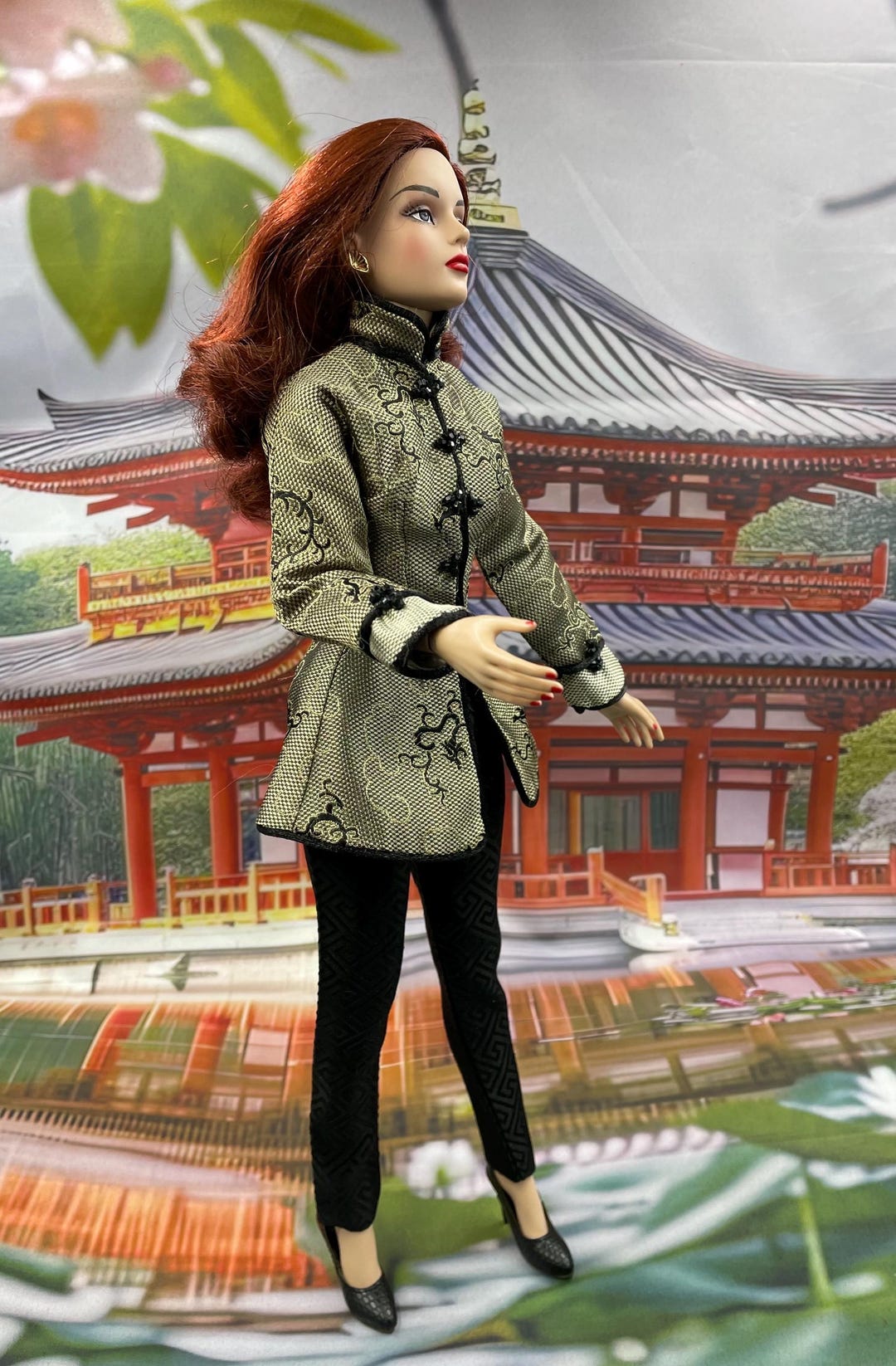 Grace Fitzpatrick Goes Asian in Silk Mandarin Jacket and Pants Outfit ...