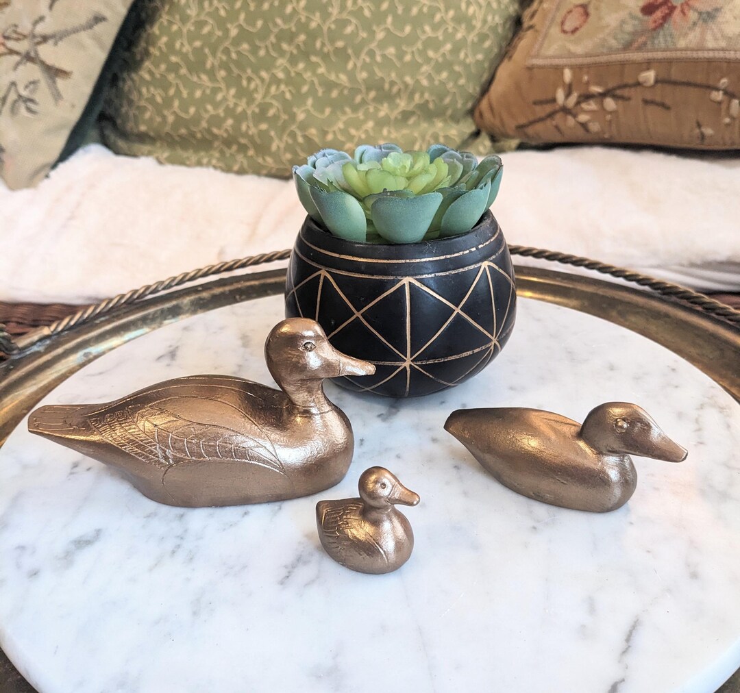 Trio of Gold Painted Ducks ~ Cottage Style ~ Country Ducks - Etsy