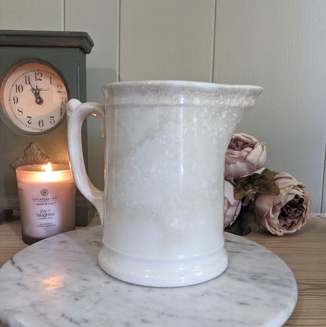 Antique Ironstone Milk Tankard Pitcher ~ Crazing & Staining ~ Cottage ...