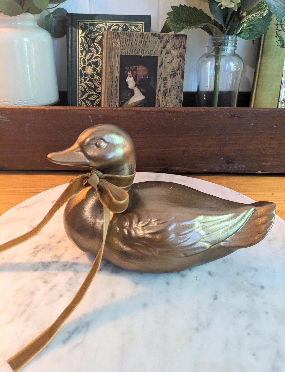 Gold Painted Ceramic Duck Figurine ~ Cabin ~ Farmhouse ~ Cottage ...