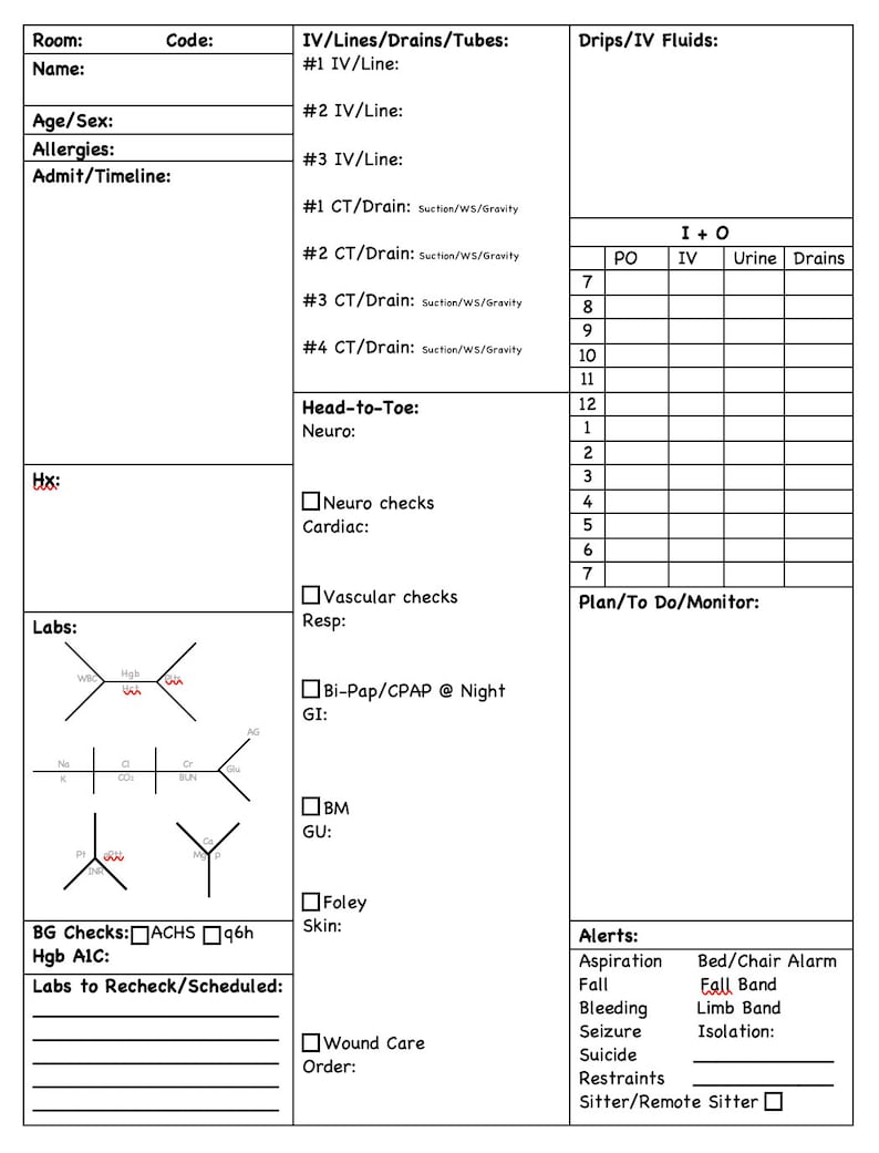 Report Sheet 2 (IMC/PCU/ICU) - Etsy