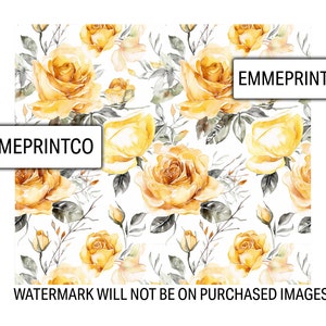 Yellow Rose Floral Tumbler Wrap PNG Tumbler Wrap Seamless Sublimation ...