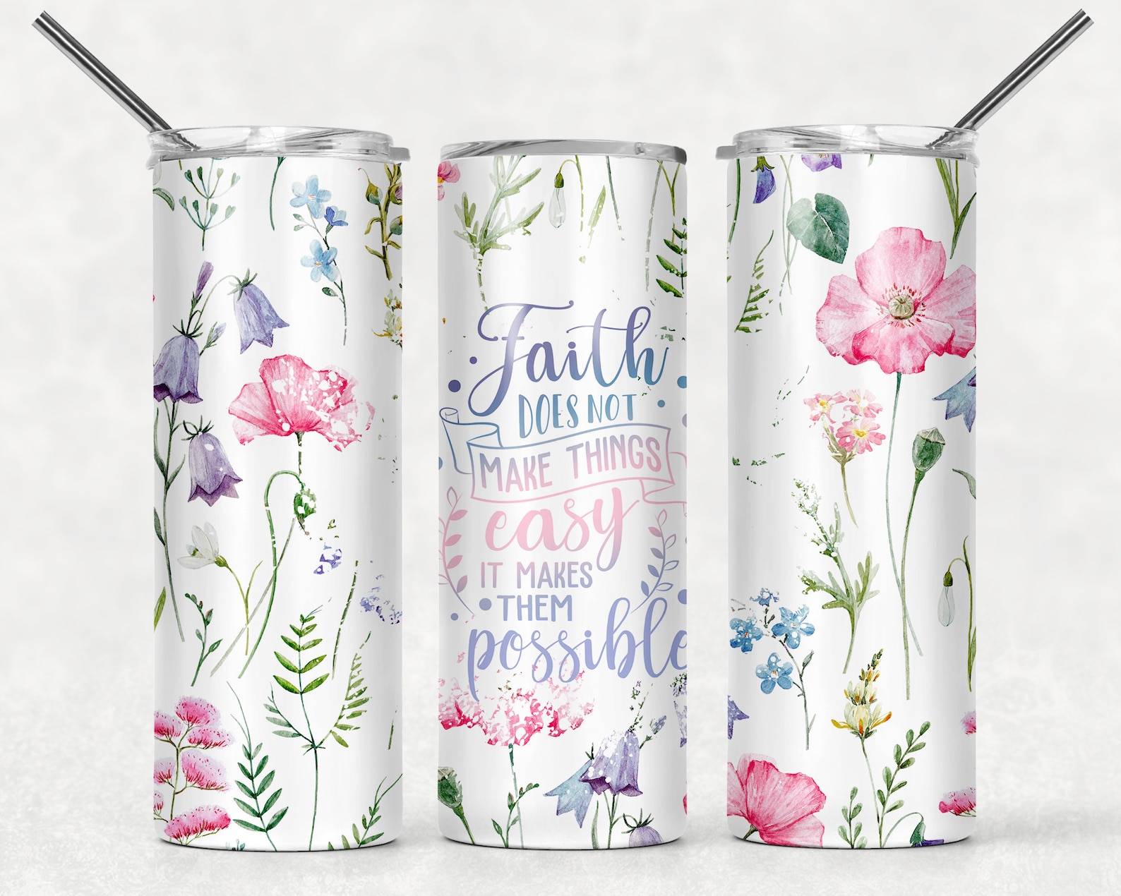 Tumbler Wrap With Scripture Jesus Faith Quote Religious Floral - Etsy