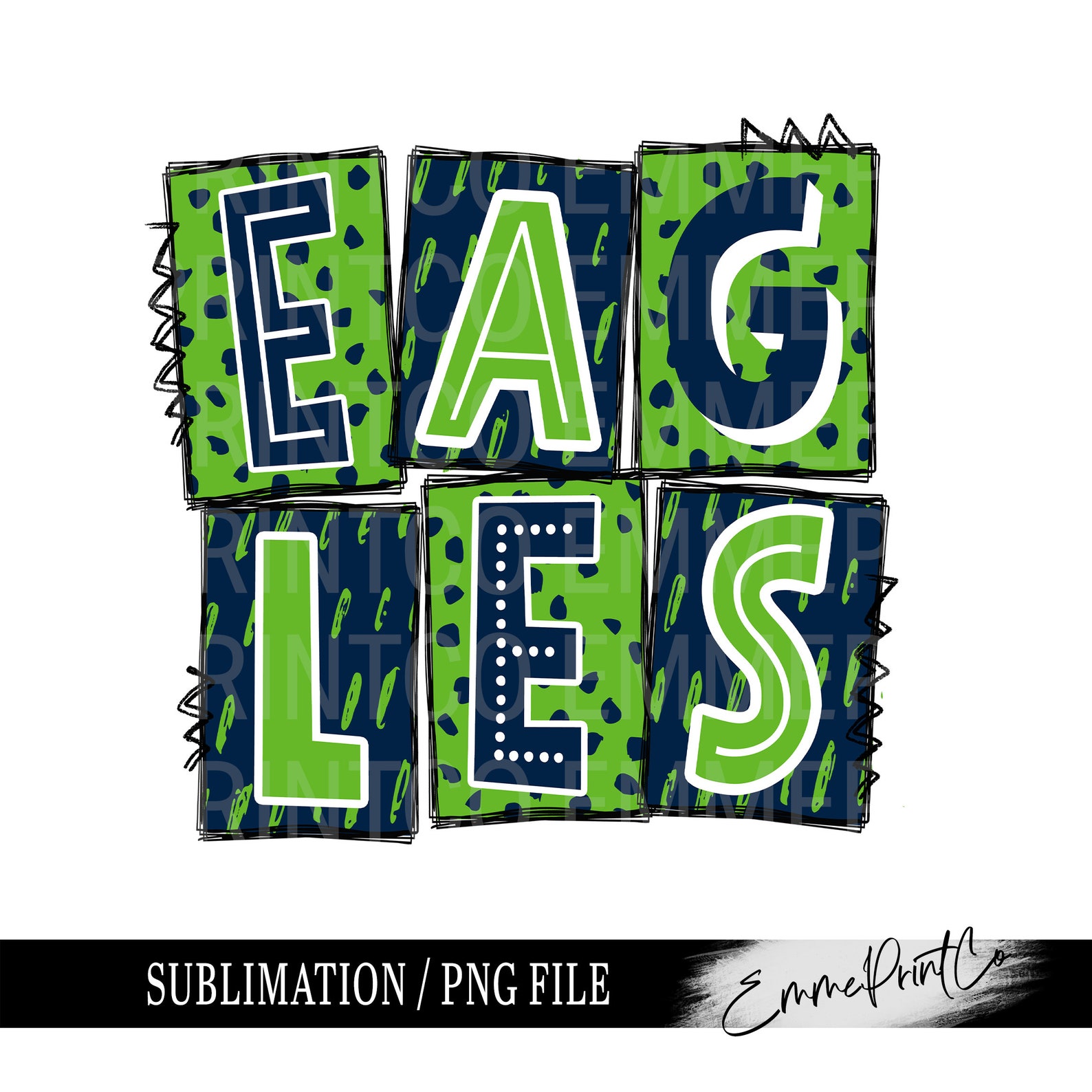 Eagles School Spirit Sublimation Design PNG - Green Navy Tshirt Mugs ...