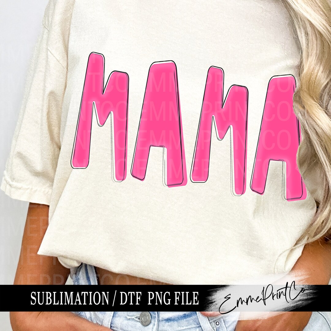 Mama Hot Pink - Doodle Letters - Sublimation Design Download PNG - DTF ...