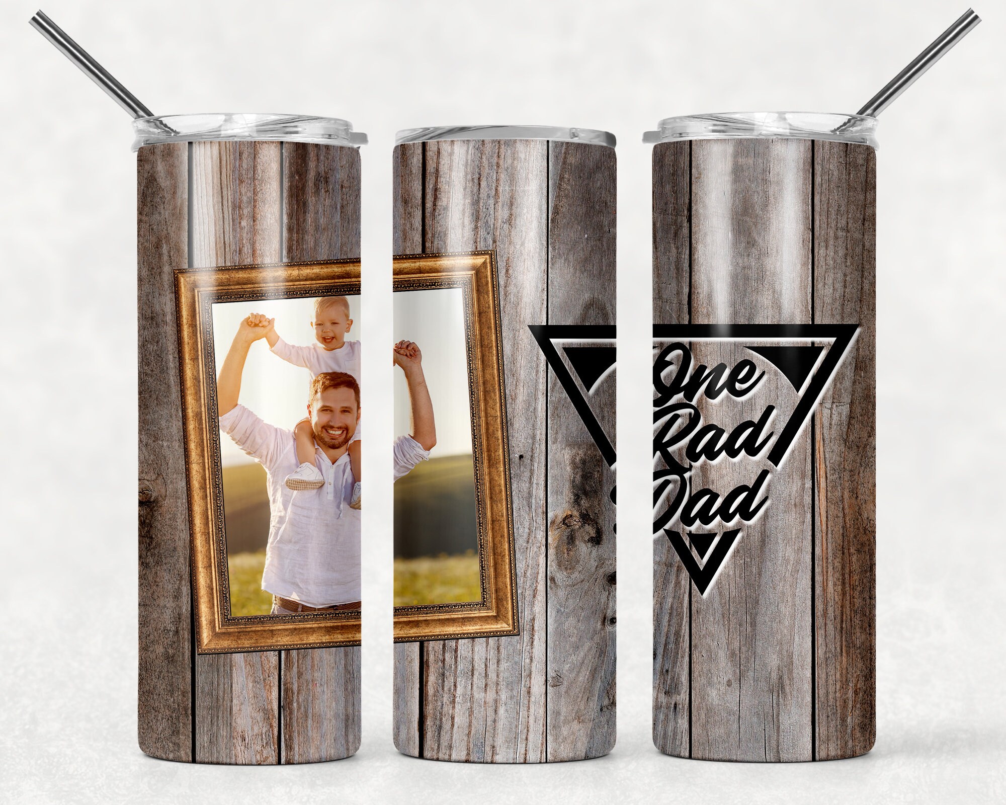 Funny Father's Day One Rad Dad Photo Tumbler Add Name | Etsy