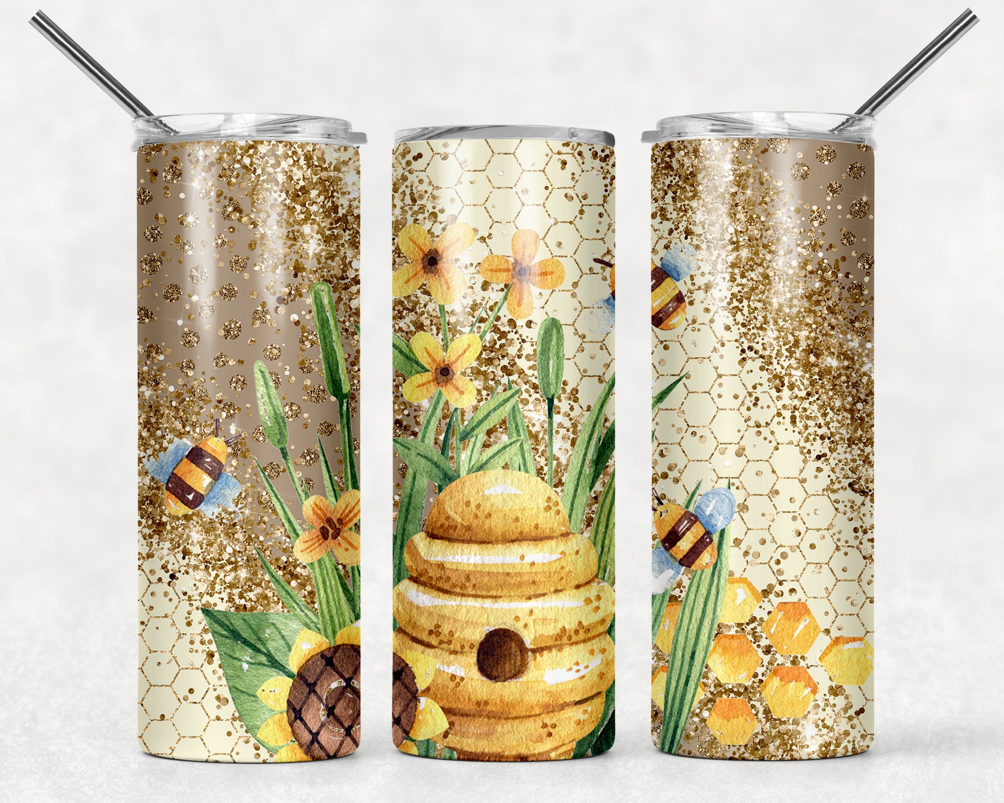 Bee Tumbler Wrap Honey Spring Seamless Tumbler Design - Etsy