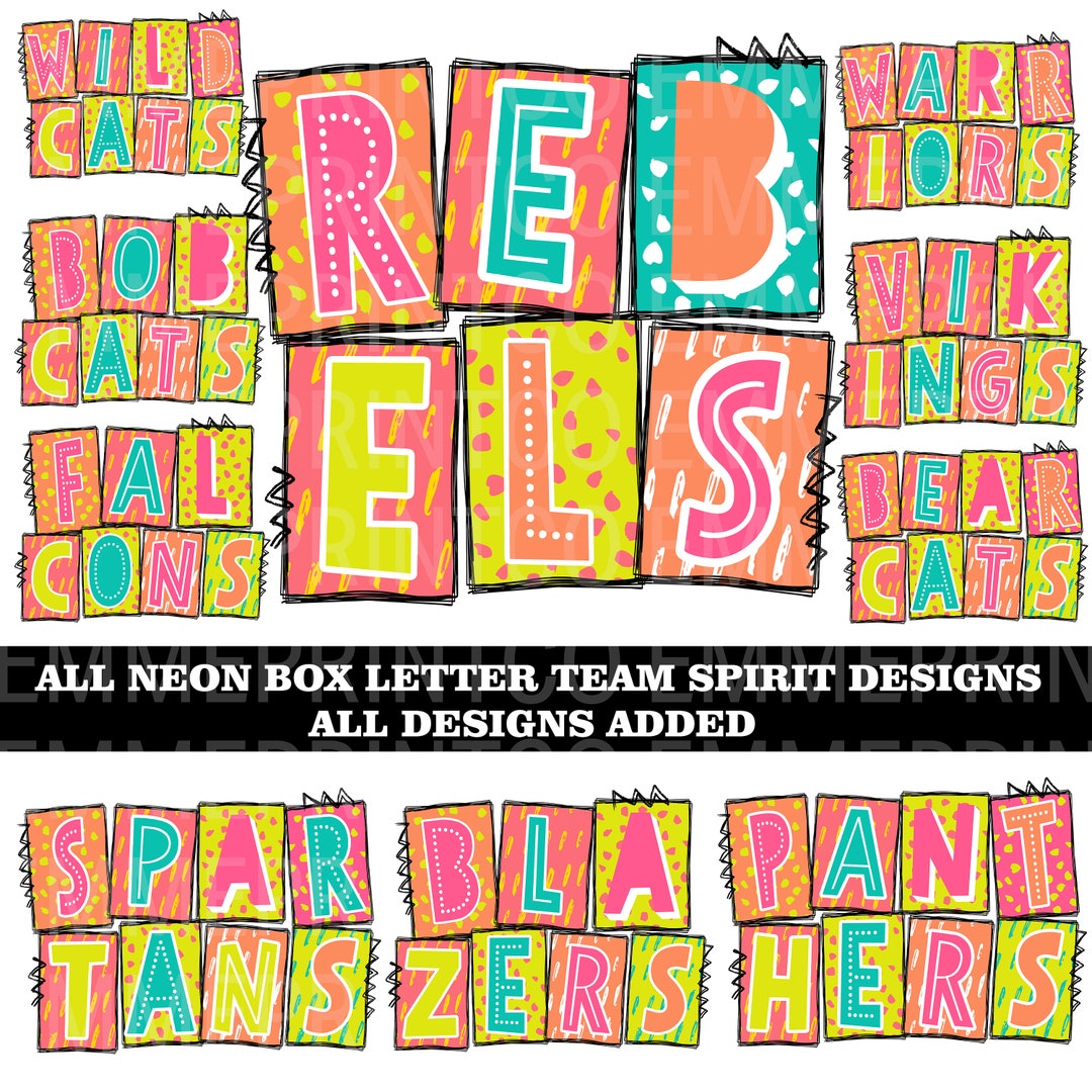 Neon Bright Football Sports Teams, School Spirit Scribble Dalmation ...