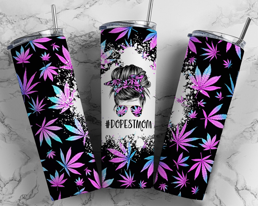 Dopest Mom Funny Weed Marijuana Mom Bun Hair Funny Seamless Sublimation Designs Downloads Skinny ...