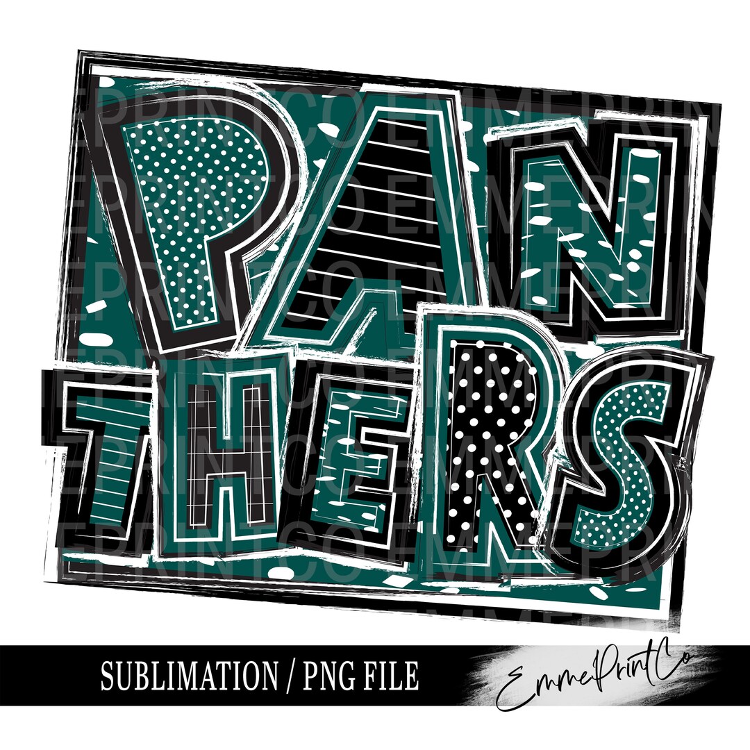Panthers School Spirit Pride Sublimation Design PNG - Green Black Team ...