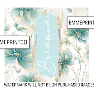 Mint Green - Floral - 20oz Skinny Seamless Tumbler Wrap PNG ...