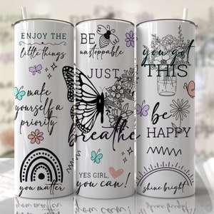 Positive Affirmations Tumbler Wrap Butterflies Just Breathe ...