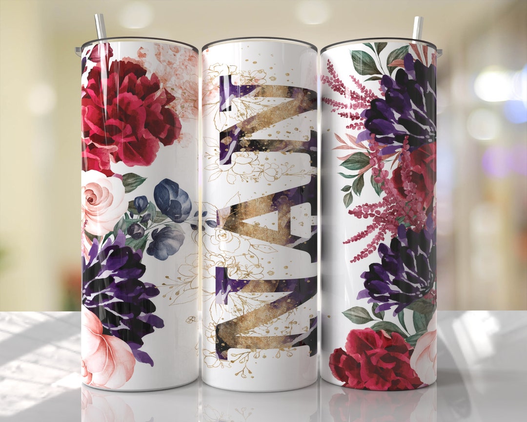 NAN Tumbler Wrap PNG Red Purple Floral Tumbler Wrap Seamless ...