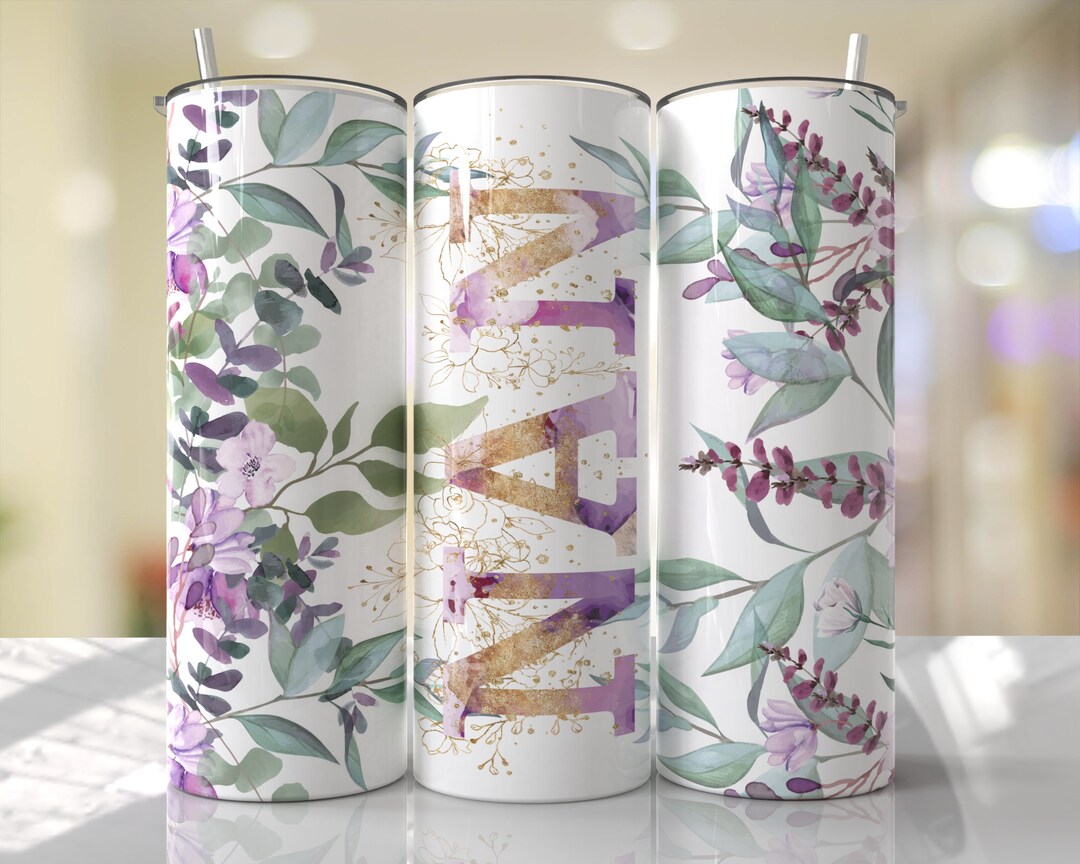 NAN Tumbler Wrap PNG Purple Flowers Tumbler Wrap Seamless Sublimation ...