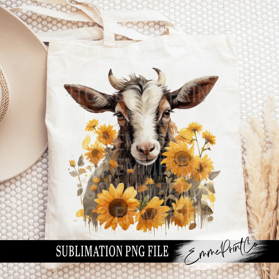 Sunflower - Goat - Sublimation Design Download PNG - DTF Digital File ...