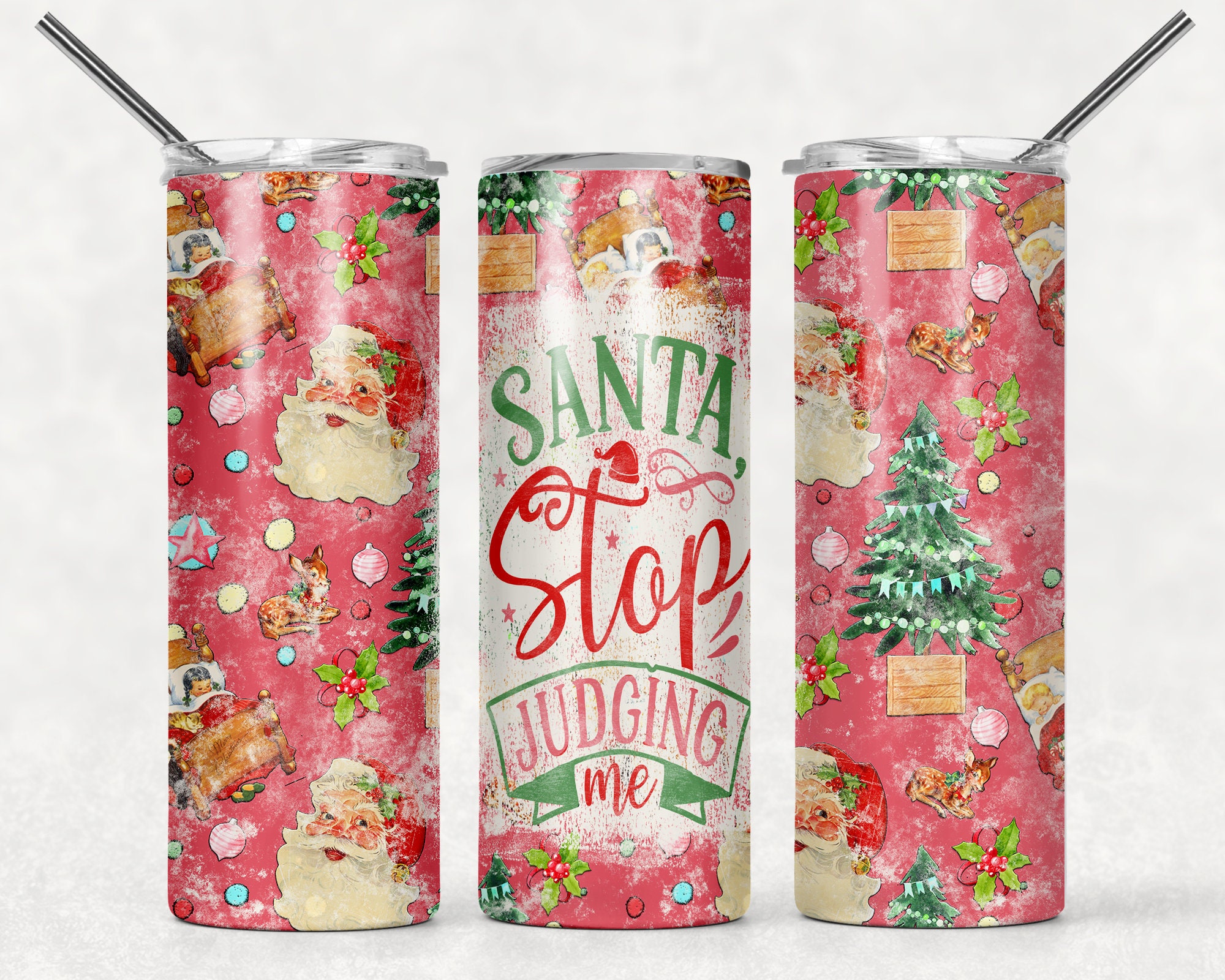 Vintage Santa Funny Christmas Tumbler Wrap PNG Santa Stop - Etsy