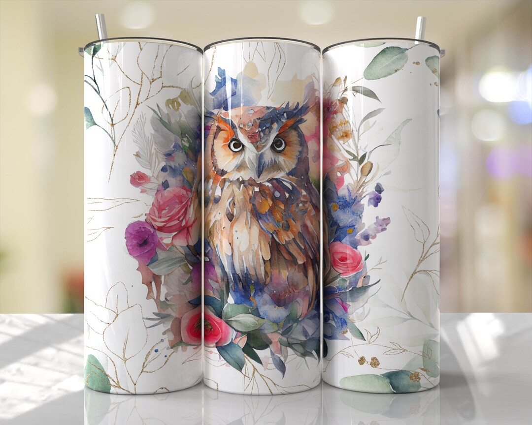 Owl Tumbler Wrap Floral Seamless Designs - Skinny Tumbler 20oz Design ...