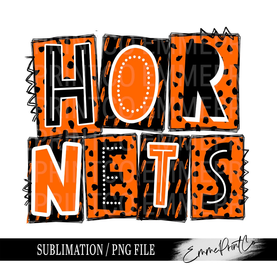 Hornets School Spirit Pride Sublimation Design PNG - Black Orange ...