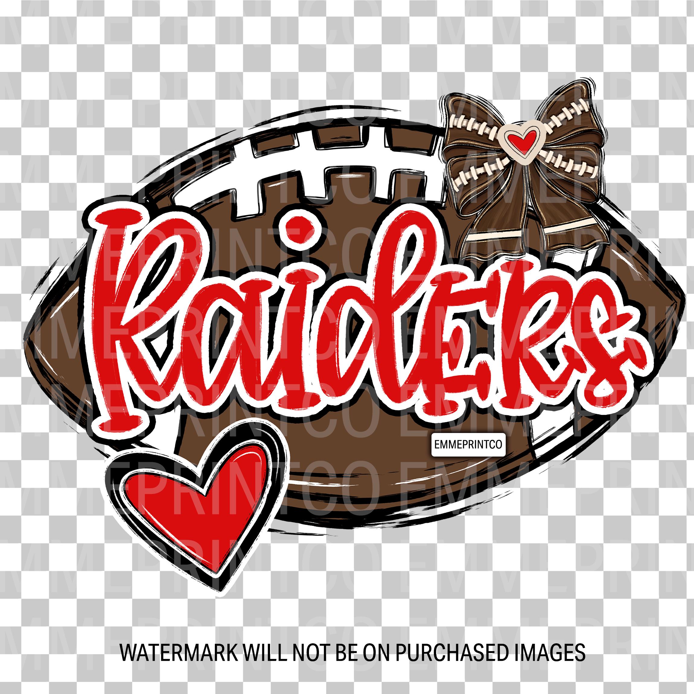 Raiders Sublimation Coquette Bow Football Design PNG - Red Big Spirit ...