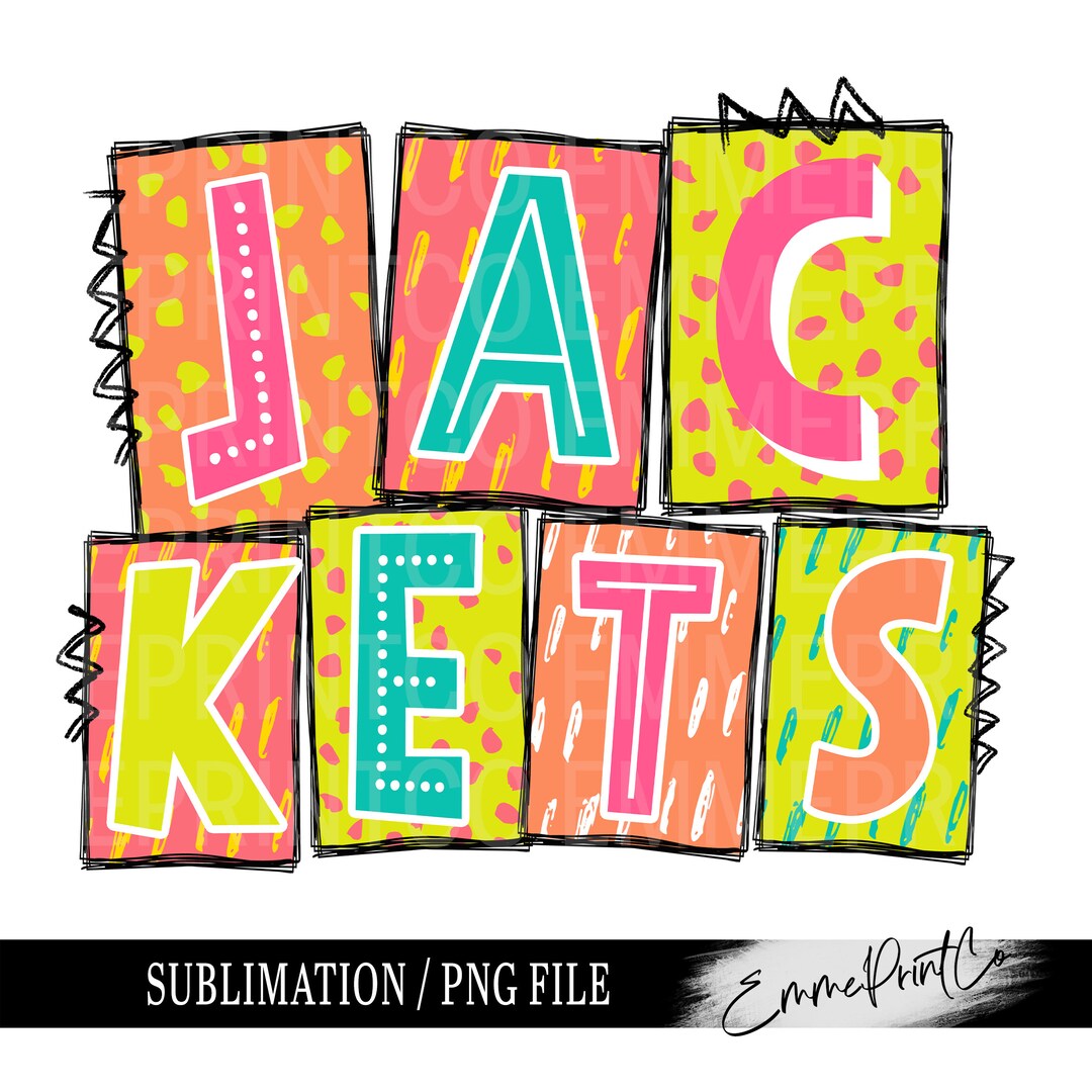 Jackets School Spirit Pride Sublimation Design PNG - Bright Neons ...