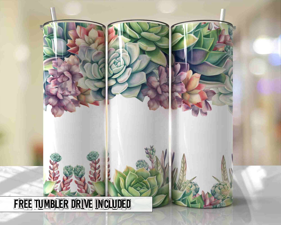 Succulent Tumbler Wrap Cactus Cacti Sublimation Seamless Designs ...