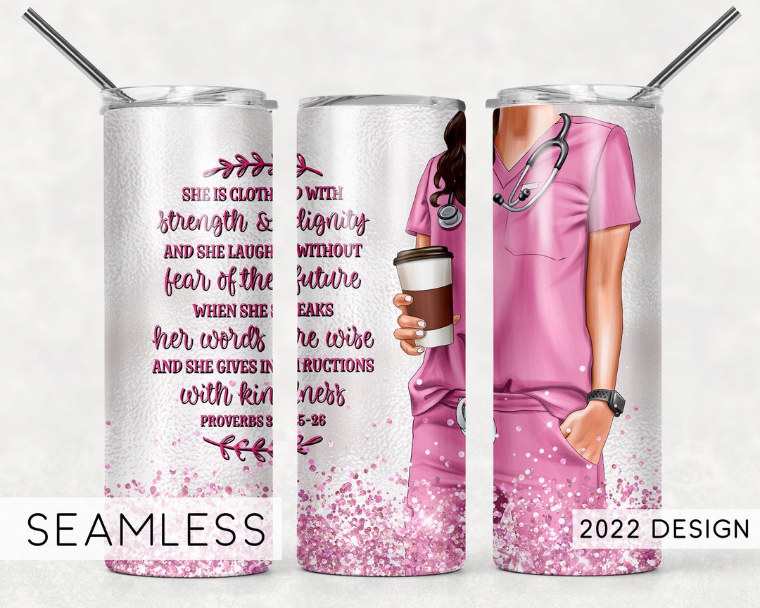 Nurse Doctor Scrubs Proverbs 31 She is Clothed With Strength Tumbler ...