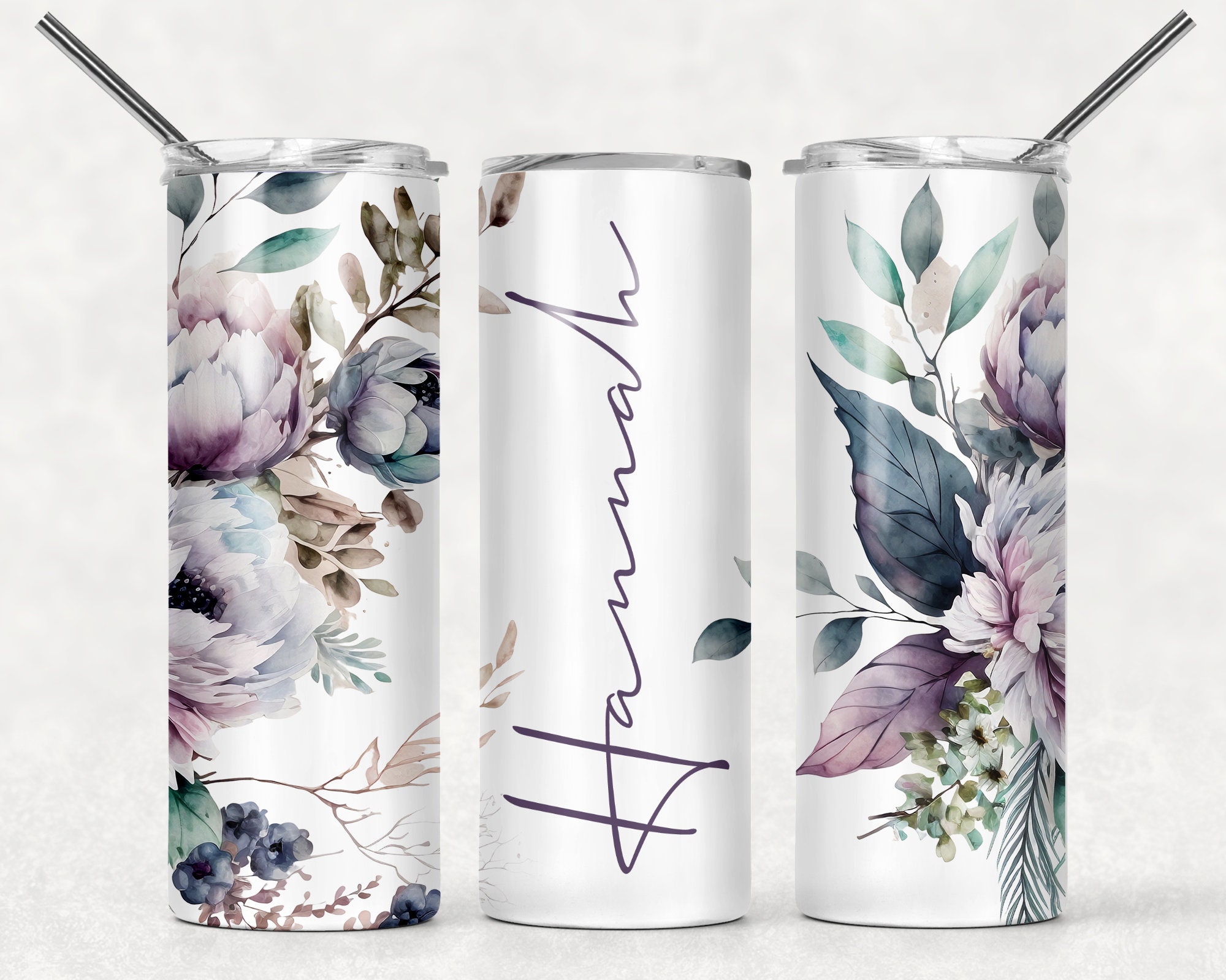 Floral Tumbler Wrap With Name Sublimation Tumbler Designs Add - Etsy
