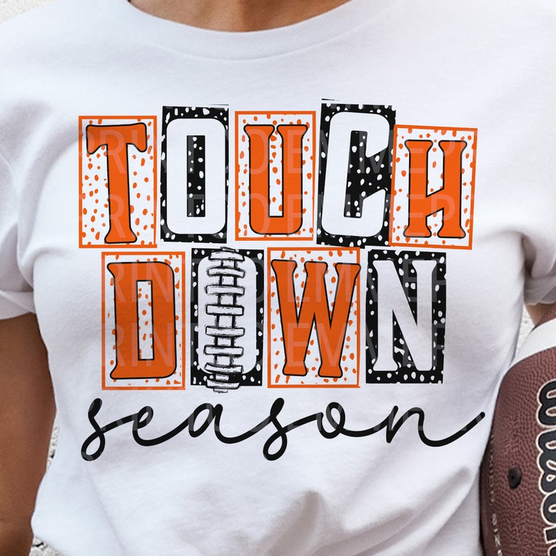 Touchdown Season Orange Black White Football Sublimation Design PNG ...