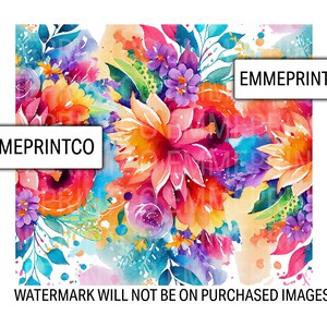 Bright Rainbow Floral Tumbler Wrap Neon Pride Flowers Sublimation ...