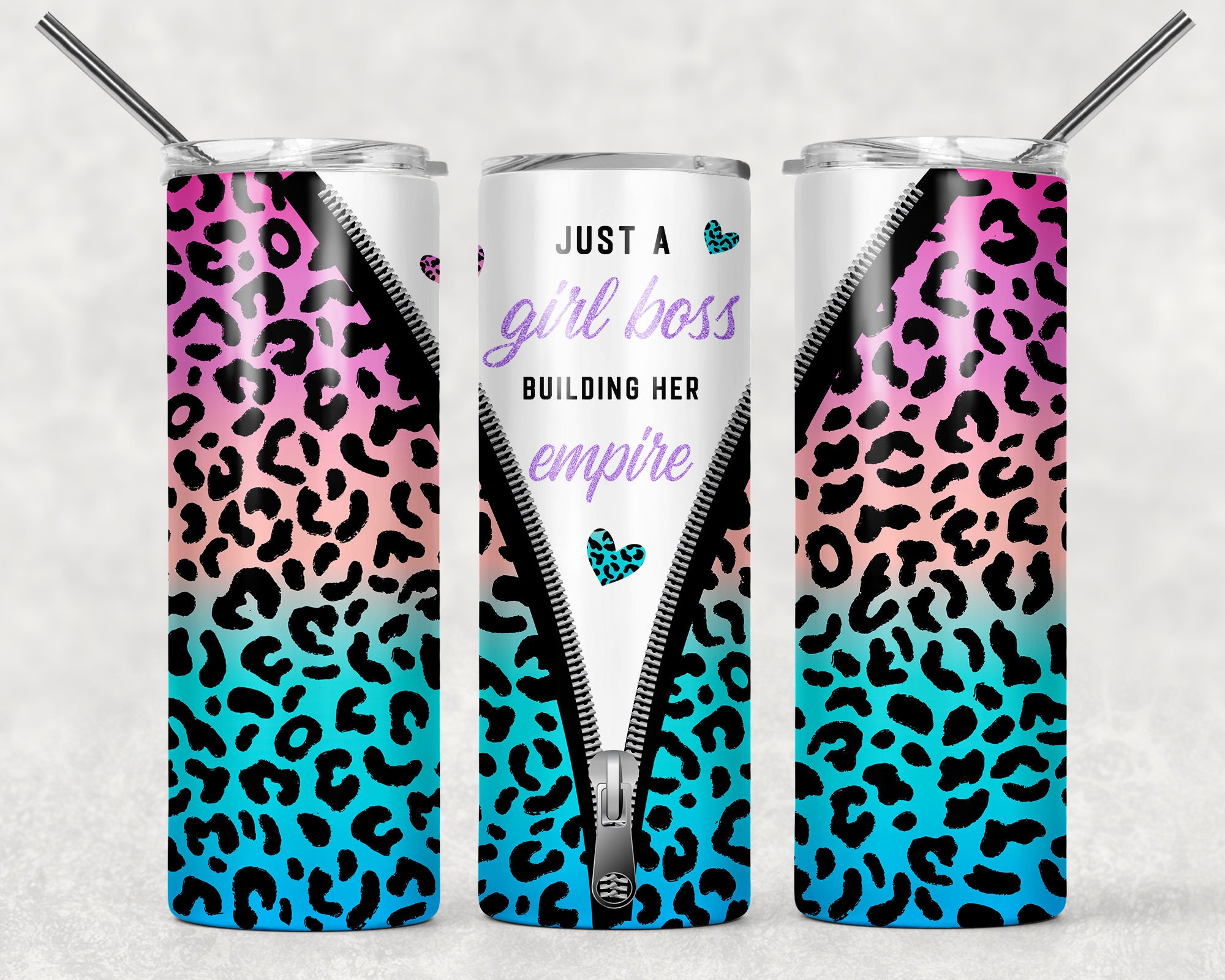 Paper Just a girl boss building her empire leopard Wrap 20oz Str8 ...