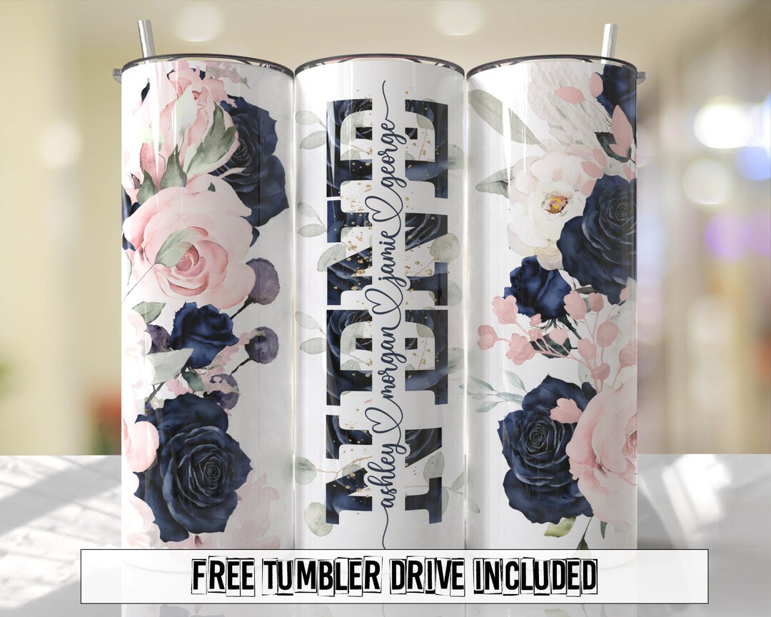 Nene Tumbler Wrap Floral Add Kids Names Designs Seamless Sublimation ...