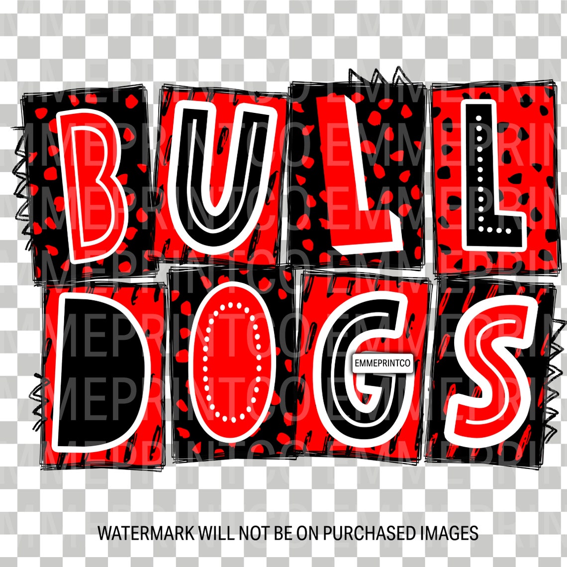 Bulldogs School Spirit Sublimation Design PNG - Black Red Sports Team ...