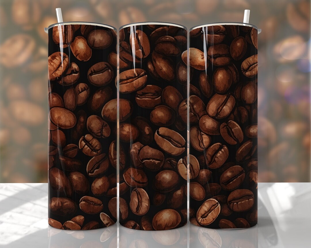 Coffee Beans Tumbler Wrap PNG Seamless Sublimation Designs Downloads ...