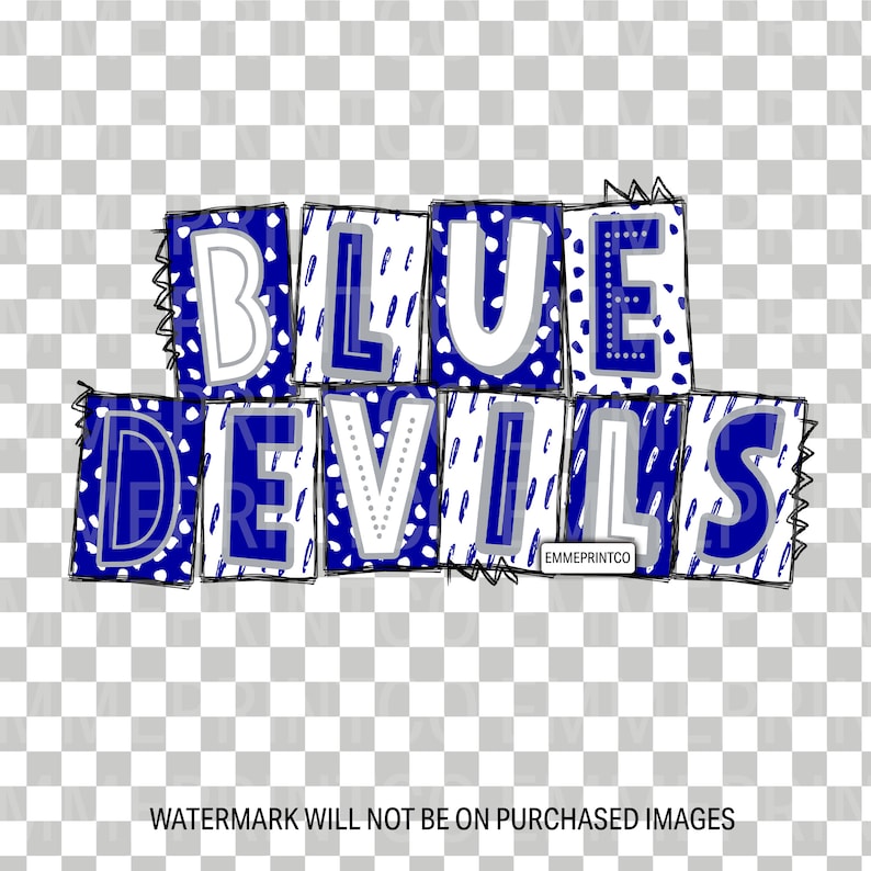 Blue Devils School Spirit Sublimation Design PNG - Blue White Tshirt ...