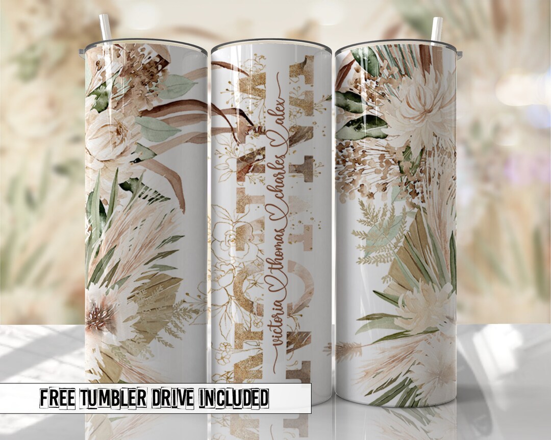 NONNA Split Add Kids Names Boho Floral Tumbler Wrap Designs Seamless ...