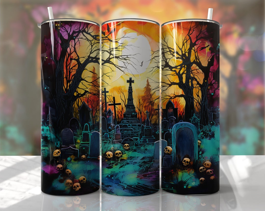 Spooky Graveyard Alcohol Ink Wrap PNG Seamless Sublimation Designs ...