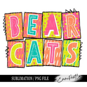 Bearcats School Spirit Pride Sublimation Design PNG - Bright Neons ...
