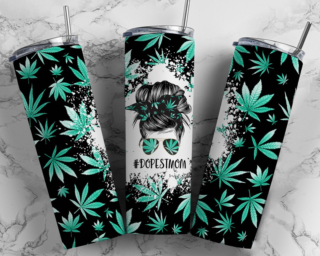 Dopest Mom Turquoise Weed Marijuana Mom Bun Hair Seamless Sublimation Designs Downloads Skinny ...