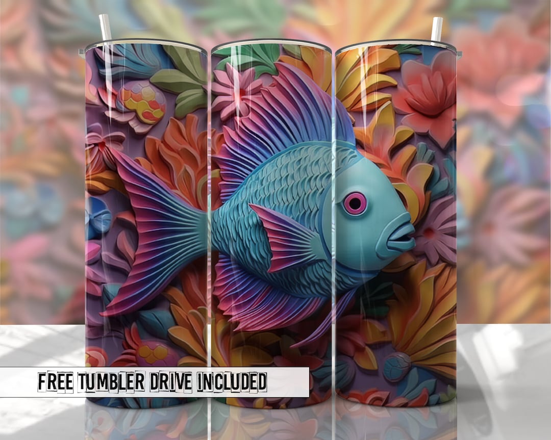 Fish 3D Tumbler Bright Fluro Summer Tumbler Wraps Seamless Sublimation ...