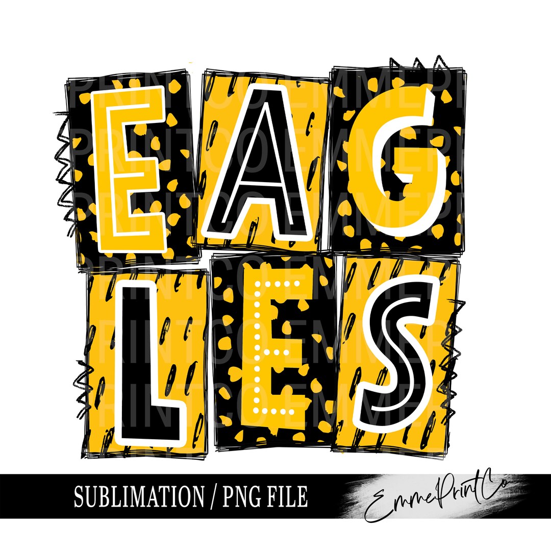 Eagles School Spirit Sublimation Design PNG - Black Yellow Gold Tshirt ...
