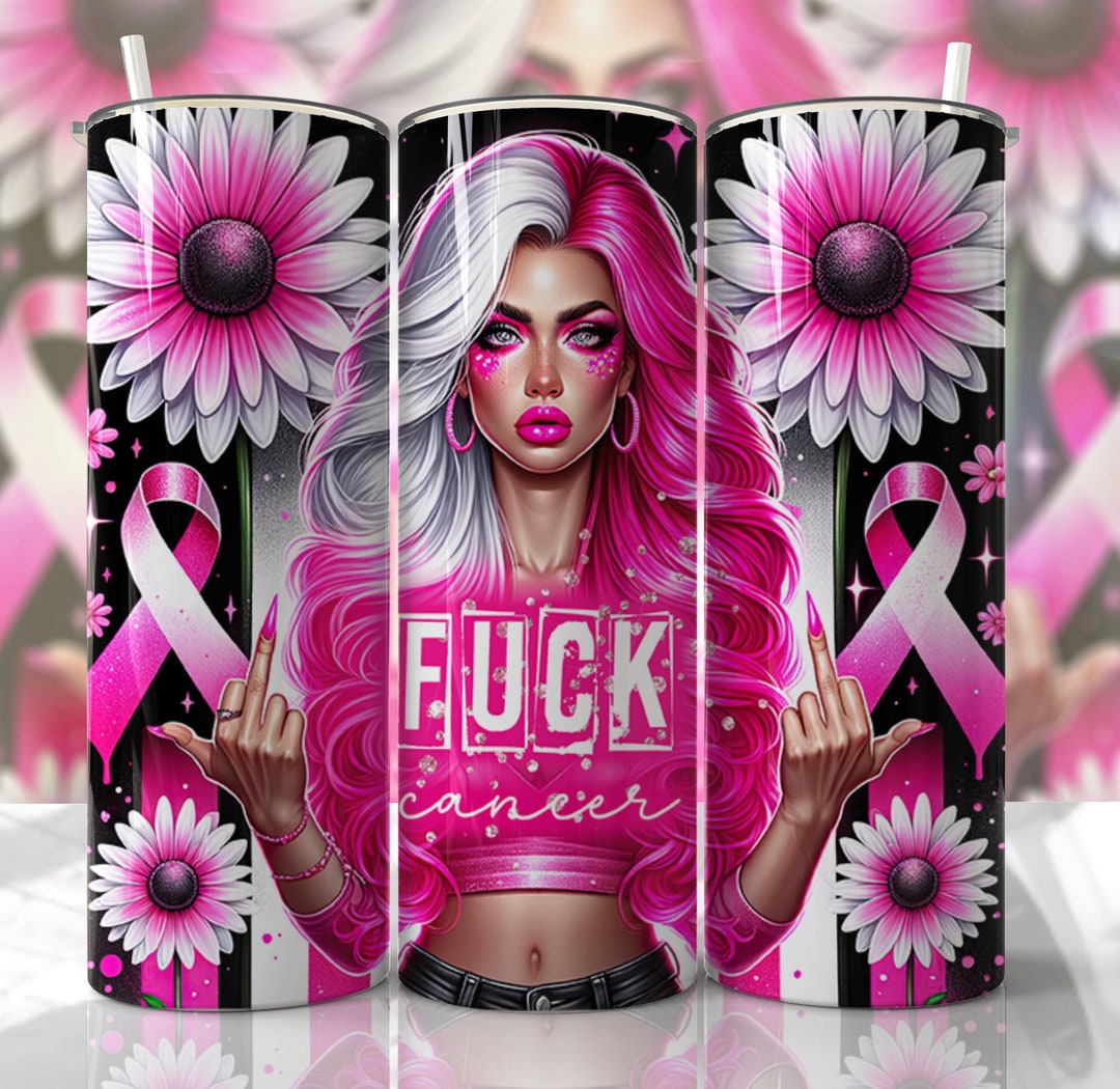 Breast Cancer Tumbler Wrap, F Cancer October, 20oz Skinny Sublimation ...