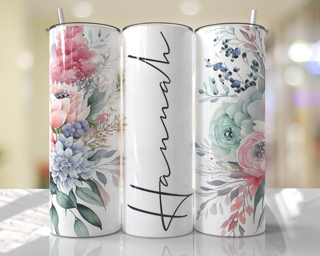 Pink Blue Tumbler Wrap With Name Sublimation Tumbler Designs Add Your ...