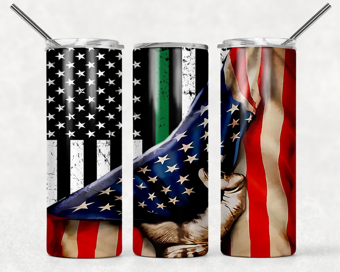 Military Park Ranger Border Patrol Green Stripe USA Flag Sublimation ...