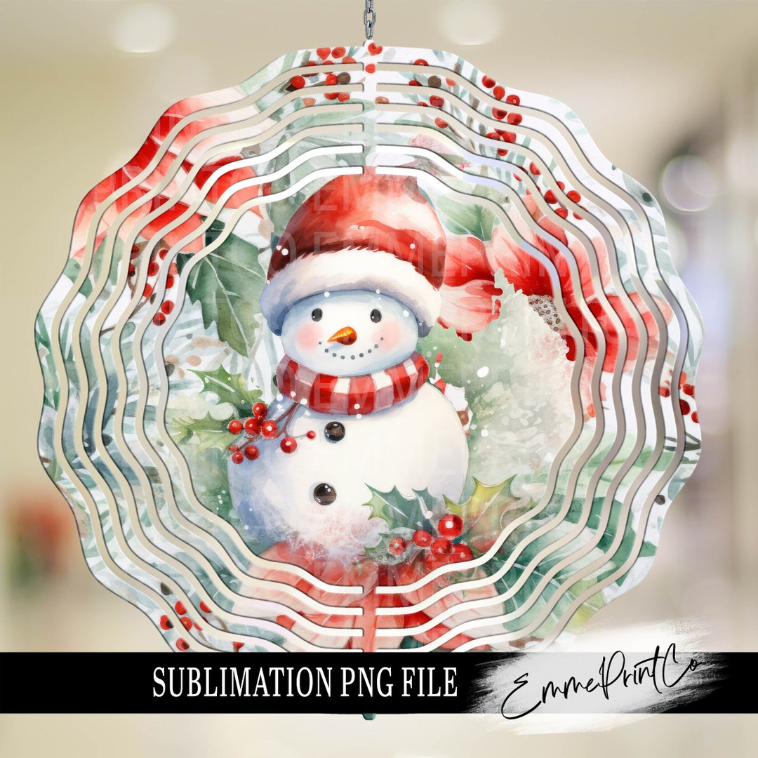 Christmas Wind Spinner Snowman Sublimation Designs Watercolor - PNG ...