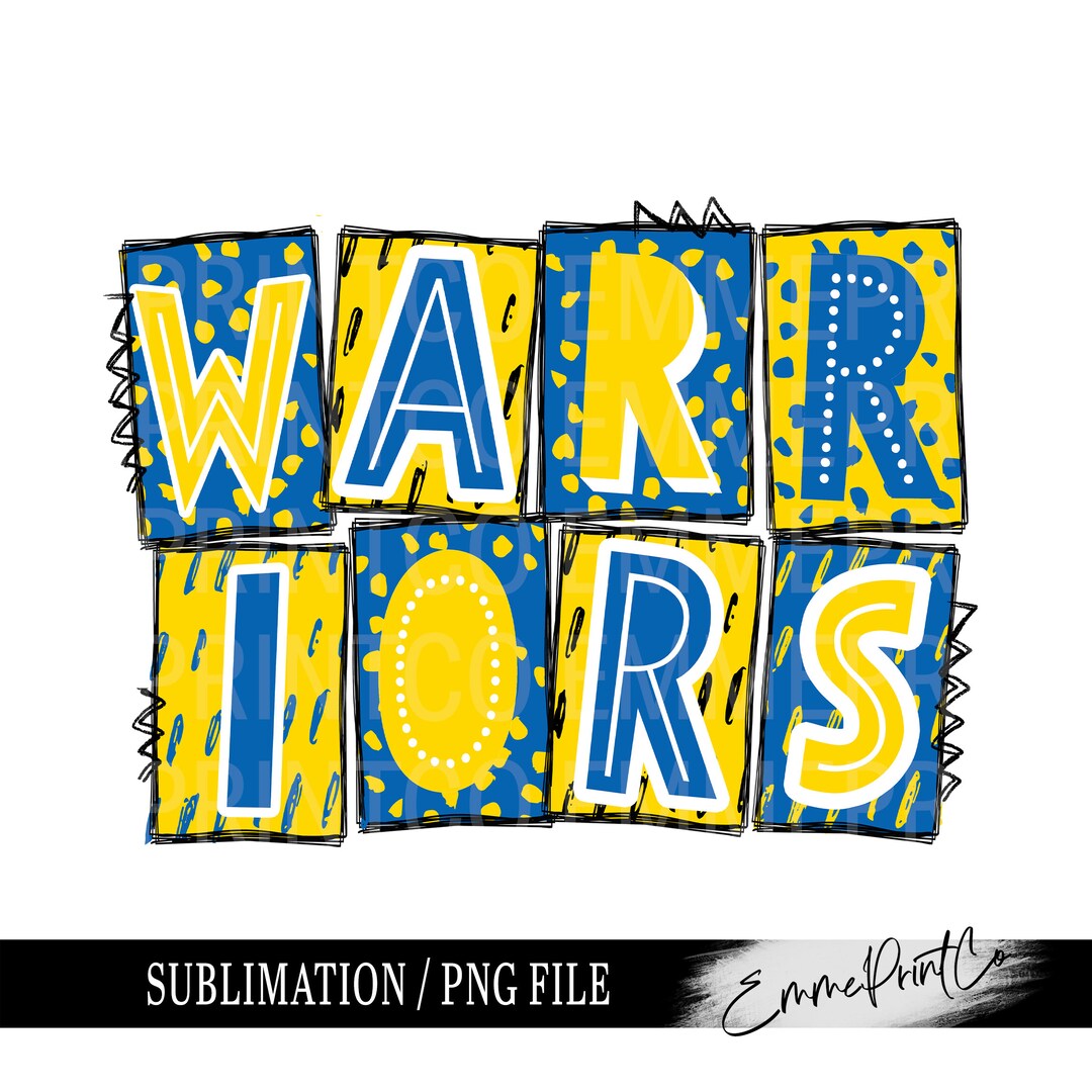 Warriors School Spirit Sublimation Design PNG - Blue Yellow Gold Tshirt ...